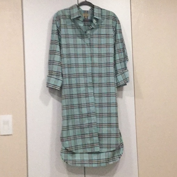 Burberry | Dresses | Burberry Bright Aqua Lace Trim Collar Check Cotton ...